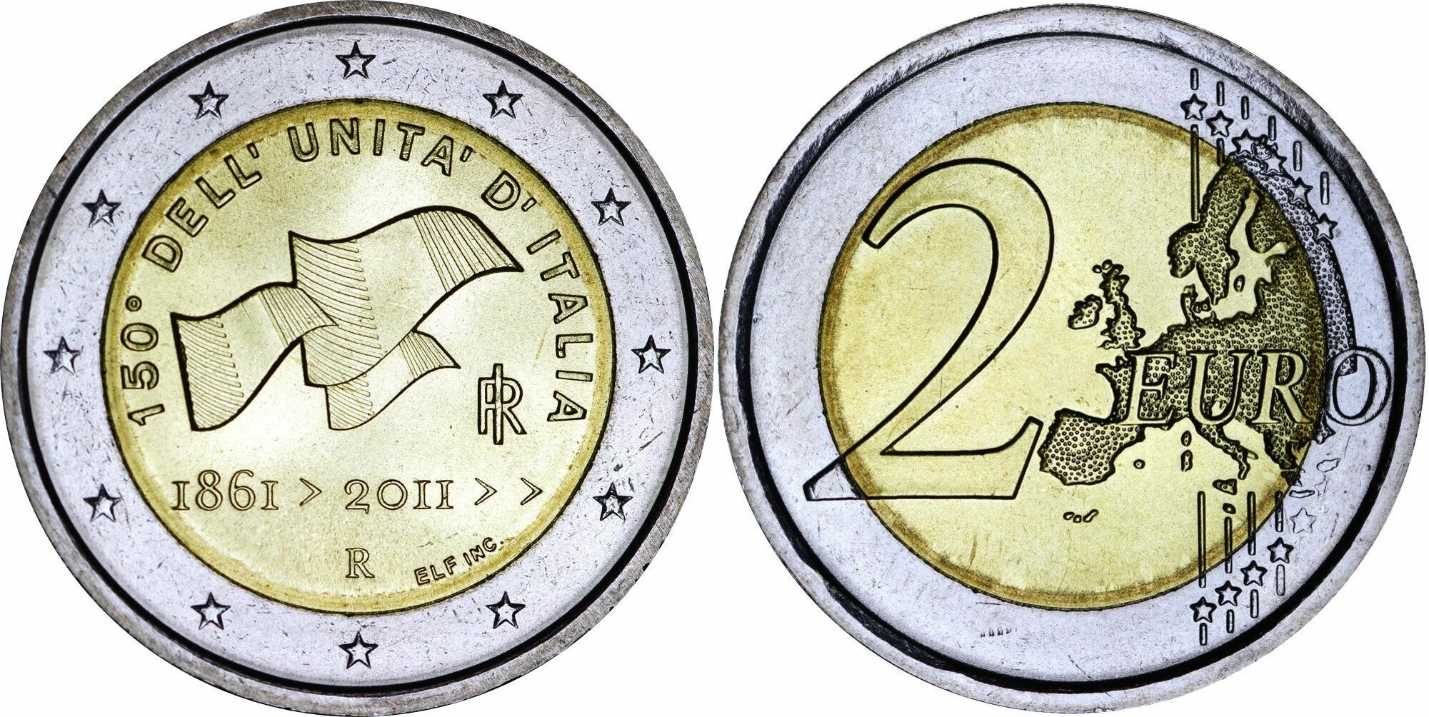 Италия 2 евро, 2011 150 лет Рисорджименто UNC
