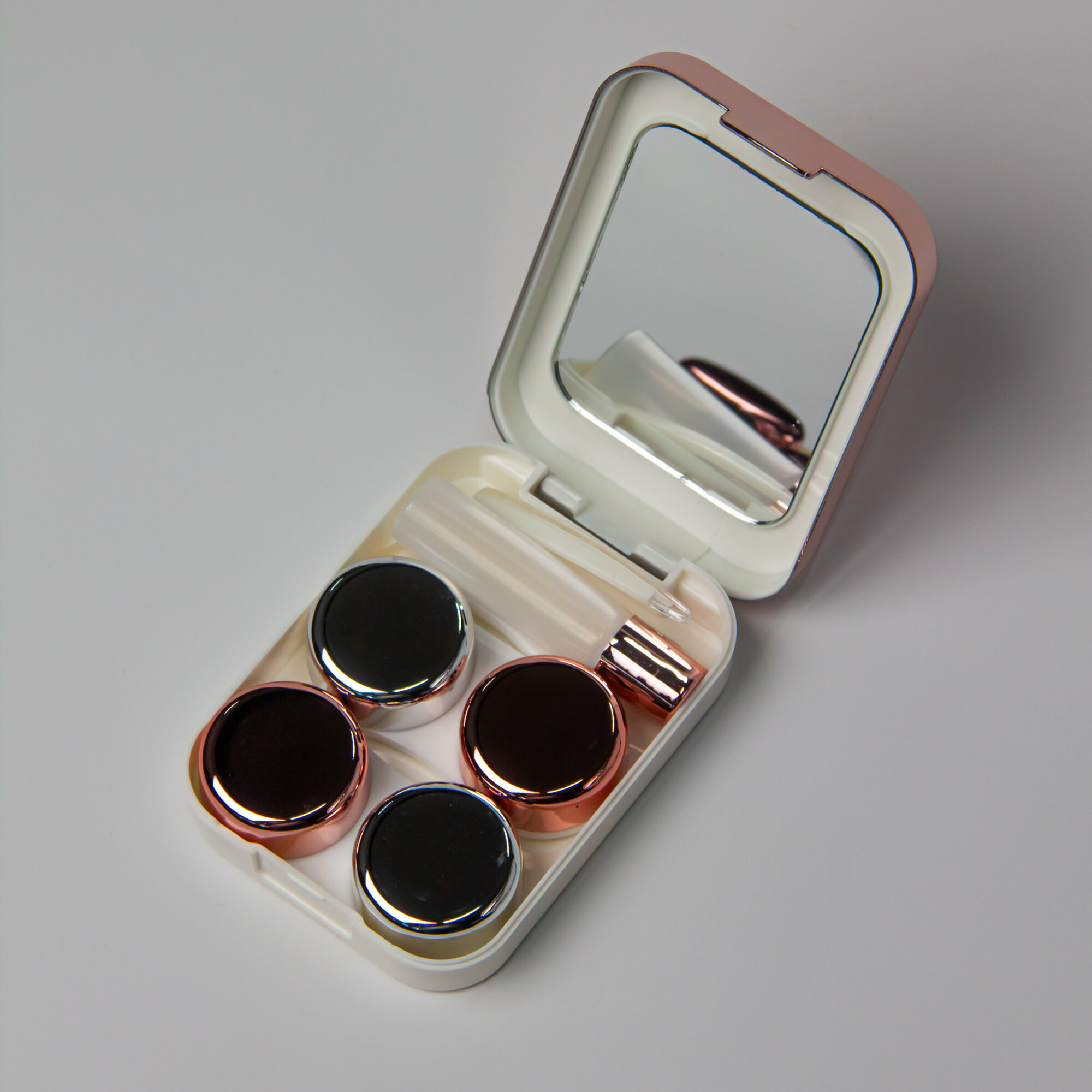 Контейнер для линз Eyekan, набор для контактных линз, зеркало, пинцет и присоска, розовый