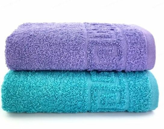 Набор банных полотенец 50х90 см. 2 шт Хлопок 100% 430г/м2, голубой, фиолетовый