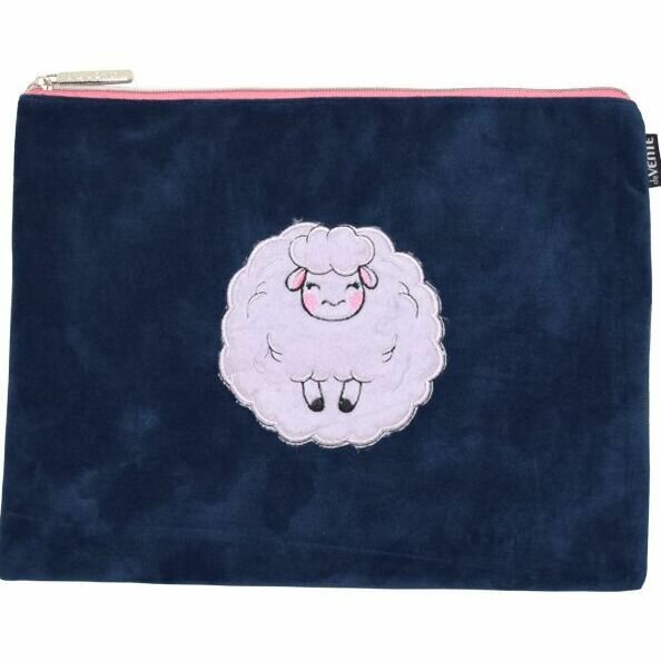 Папка для тетрадей А4 "deVENTE. Fluffy Sheep" бархат, на молнии сверху, аппликация, вышивка