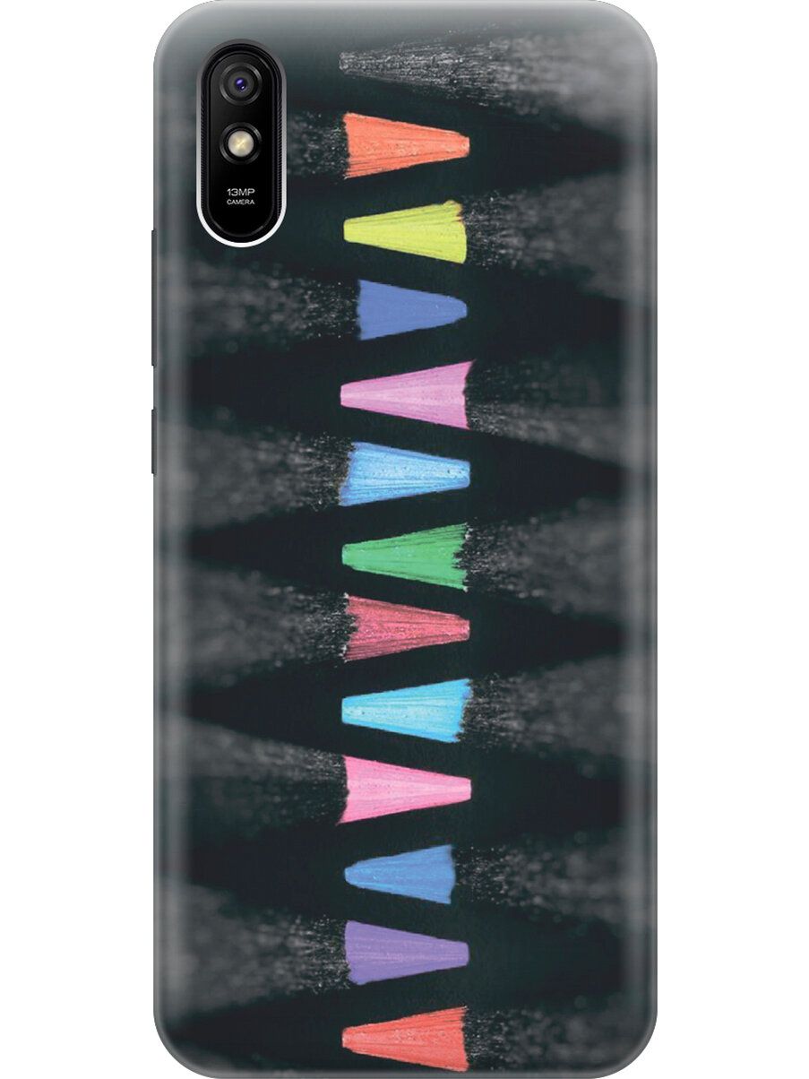 Силиконовый чехол на Xiaomi Redmi 9A, Сяоми Редми 9А с принтом "Разноцветные карандаши"