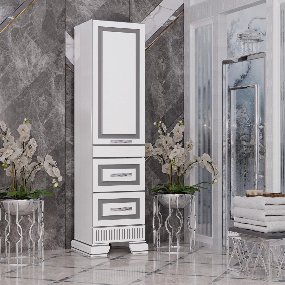 Пенал Opadiris Оникс Z0000005505 напольный L, белый серебряная патина