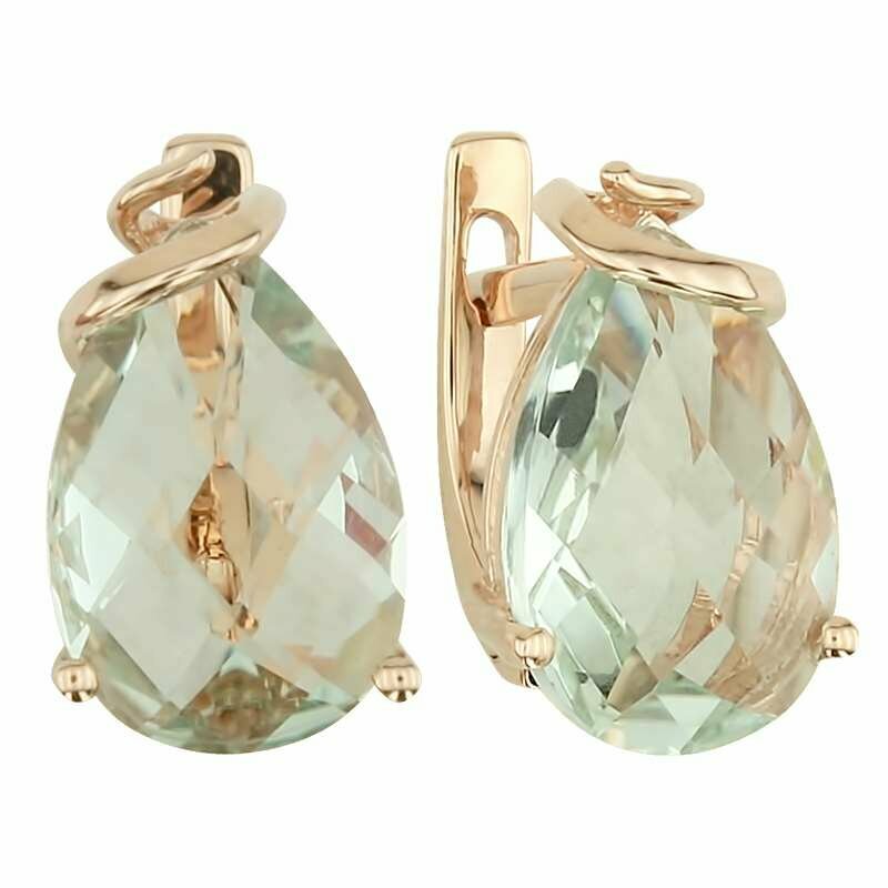 Серьги, красное золото, 585 проба, аметист