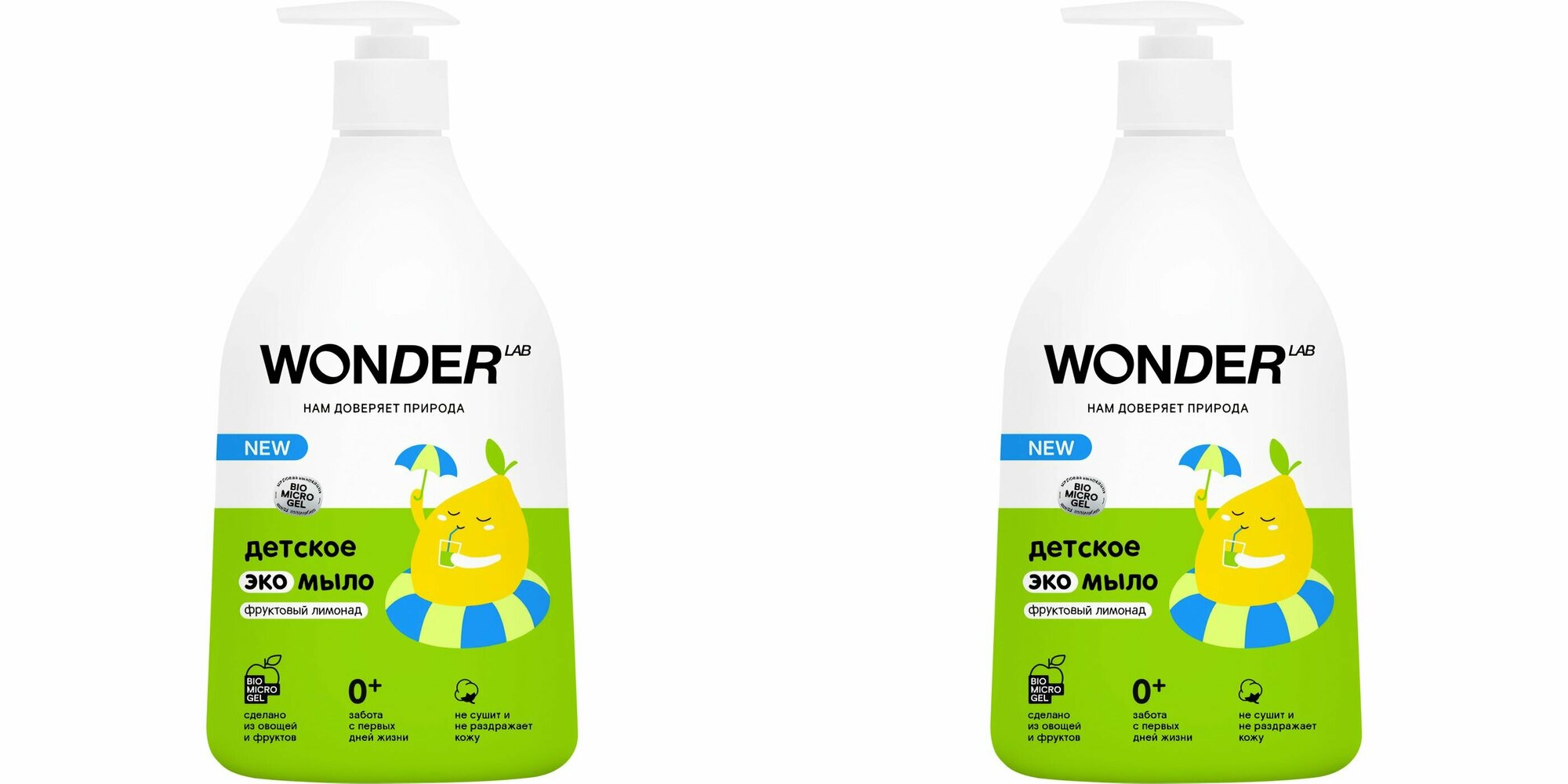 WONDER LAB Детское экомыло Фруктовый лимонад, 540 мл, 2 шт