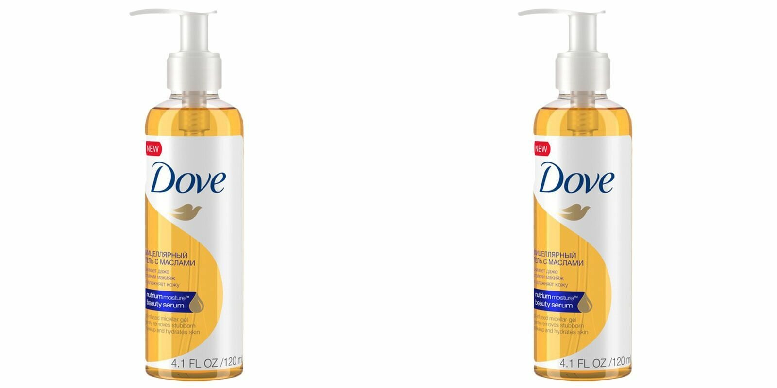 Дав Мицеллярный гель для снятия макияжа с маслами, 120мл, 2шт.