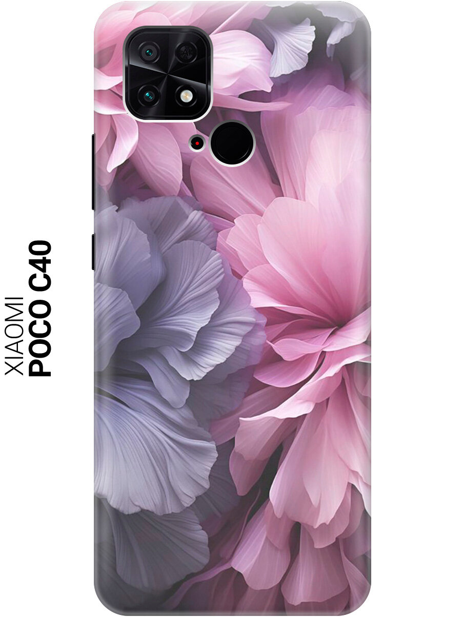 Силиконовый чехол на Xiaomi Poco C40 / Сяоми Поко С40 с рисунком "Розово-фиолетовые цветы"