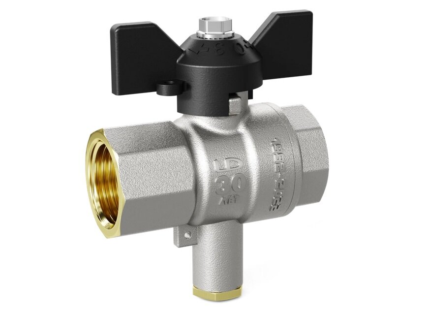 Кран шаровый латунный для датчика температуры LD Pride 45.15. В-В. Т. Б Ду15 Ру40 бабочка, арт. LD 45.340.15