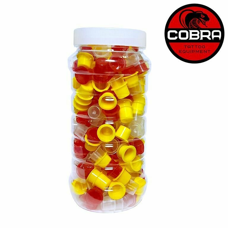 Тату колпачки под краску, eмкости для пигментов, капсы для татуажа в банке Mix 8мм, 650шт