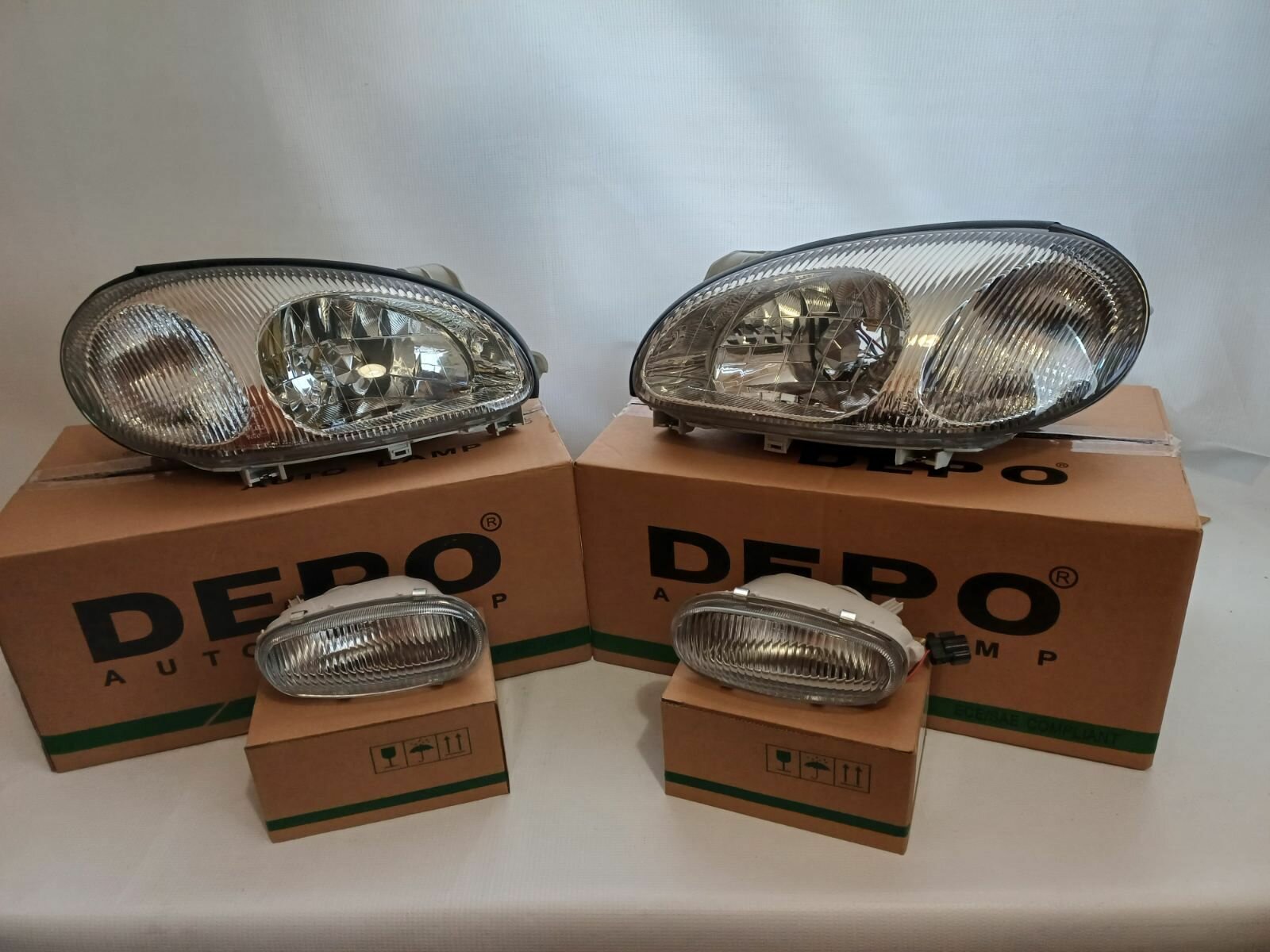 Фары шевроле ланос с туманками Chevrolet Lanos комплект передних фар под корректор DEPO отличное качество