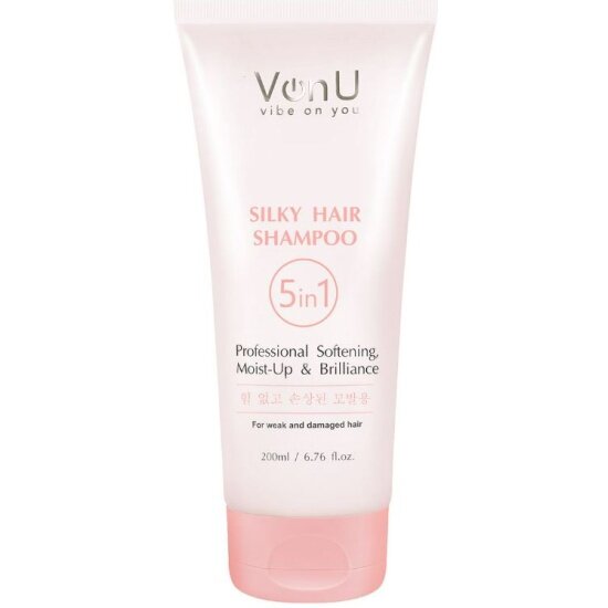 Шампунь для ослабленных и поврежденных волос Von-u Шелк для волос 5 в 1, 200 мл