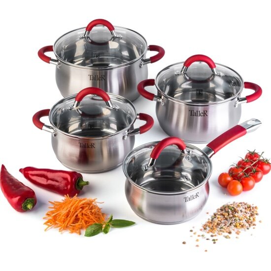 Набор посуды Taller Милфорд 8 предметов, нерж. сталь (TR-17150)