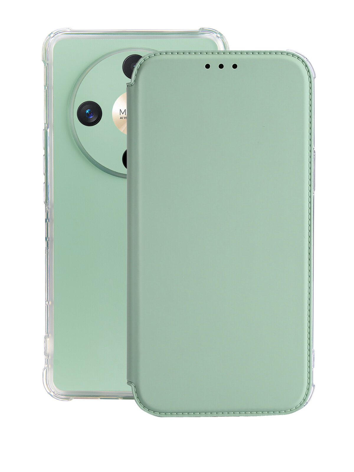 Чехол книжка на Honor X9B с противоударным бампером с усиленными углами на хонор х9б Светло-зеленый