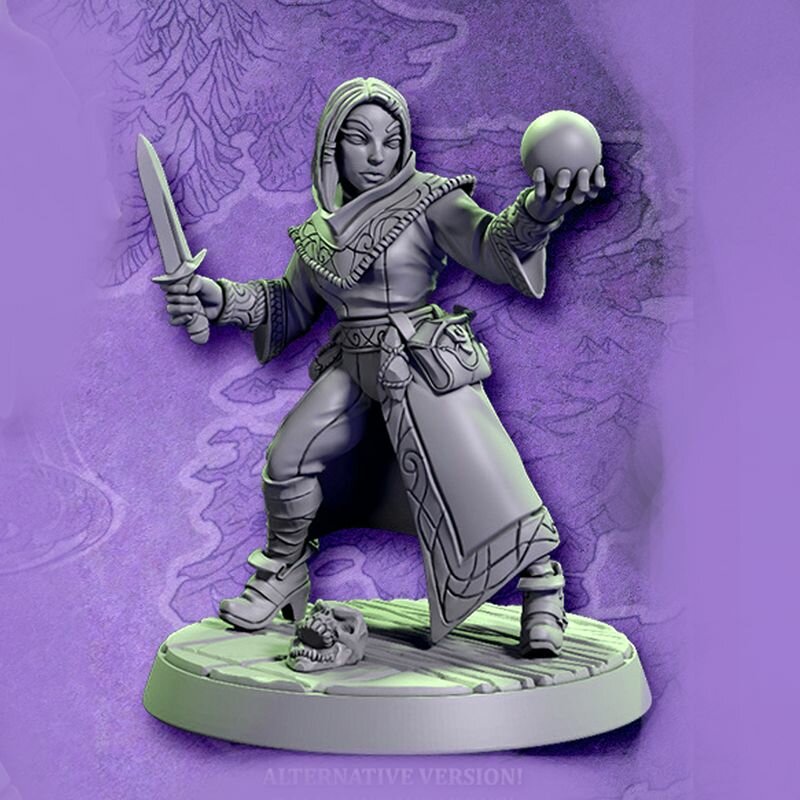 Культистка Ведьма Призыватель, Маг, Волшебница человек миниатюра для DnD (ДнД) и других Настольных игр (НРИ, Варгеймов или РПГ), фентези тематика