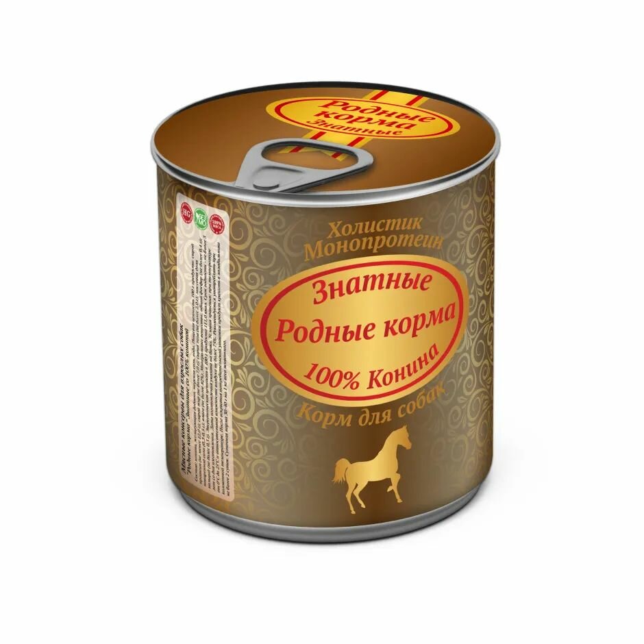 Родные Корма Консервы для собак знатные, конина, 340г, 1 шт