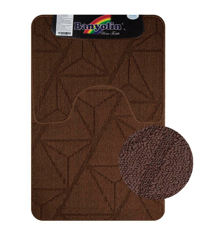 Комплект ковриков санакс 00849 CROSS-LOOP коричневый однотонный 50х80 + 50х40 см 100 % полиэстер