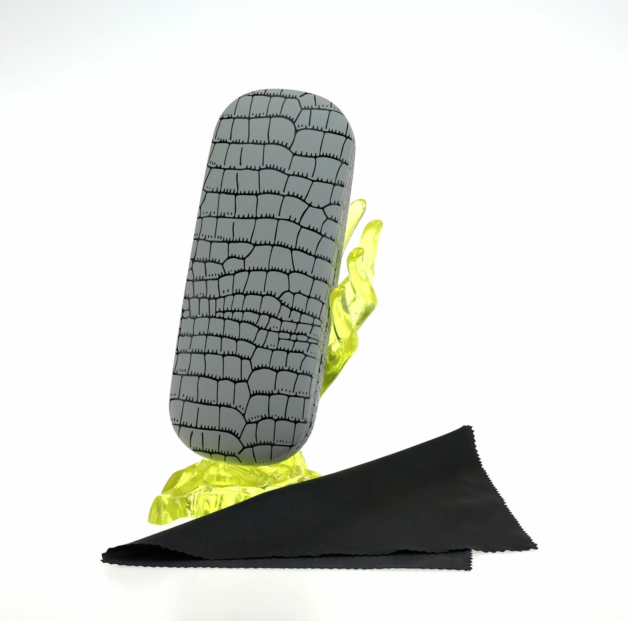 Серый змеиный футляр для очков хлопушка