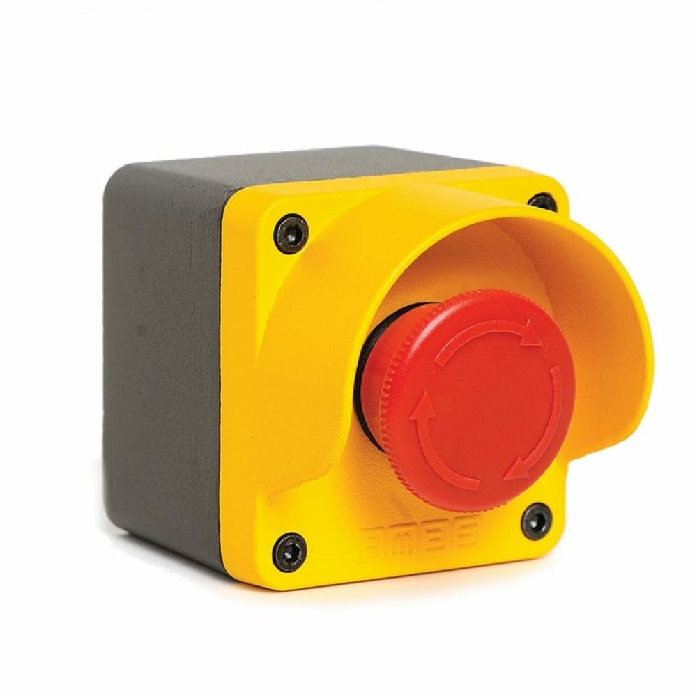 Металлический пост Emas желто-серый с аварийной кнопкой,250 В, 4А. M1C200E40