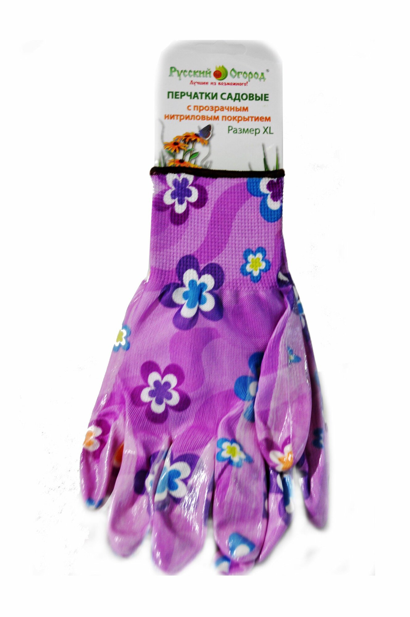 Перчатки Русский Огород нейлоновые с нитриловым покрытием, розовые размер L