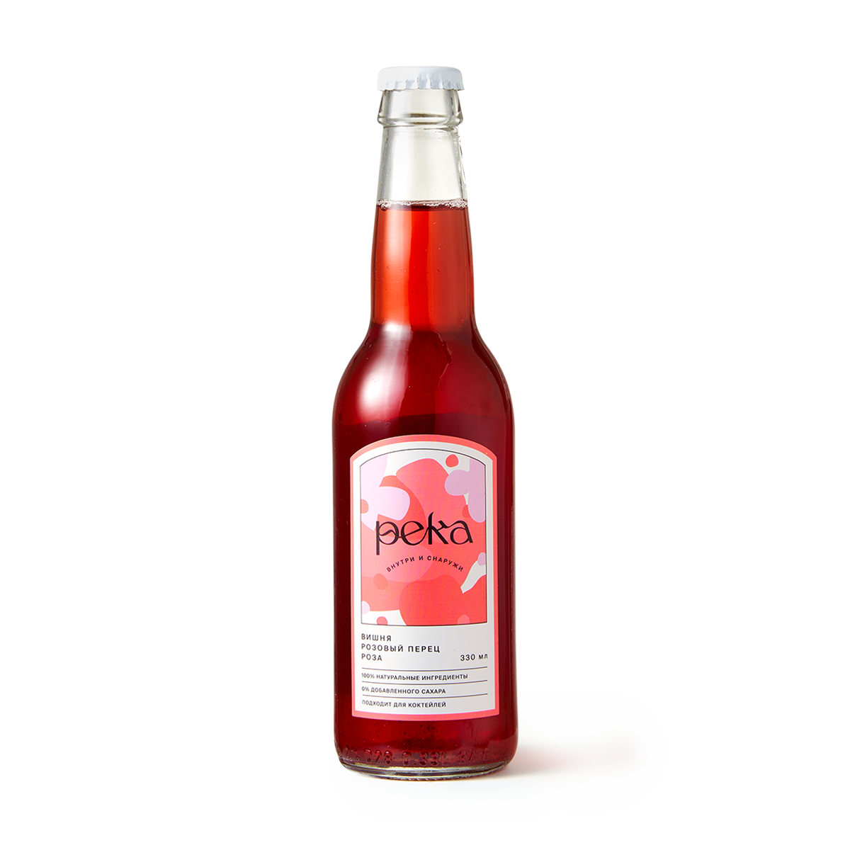 Лимонад Река "Вишня-Роза-Розовый Перец", без сахара, 0,33 л, стеклянная бутылка