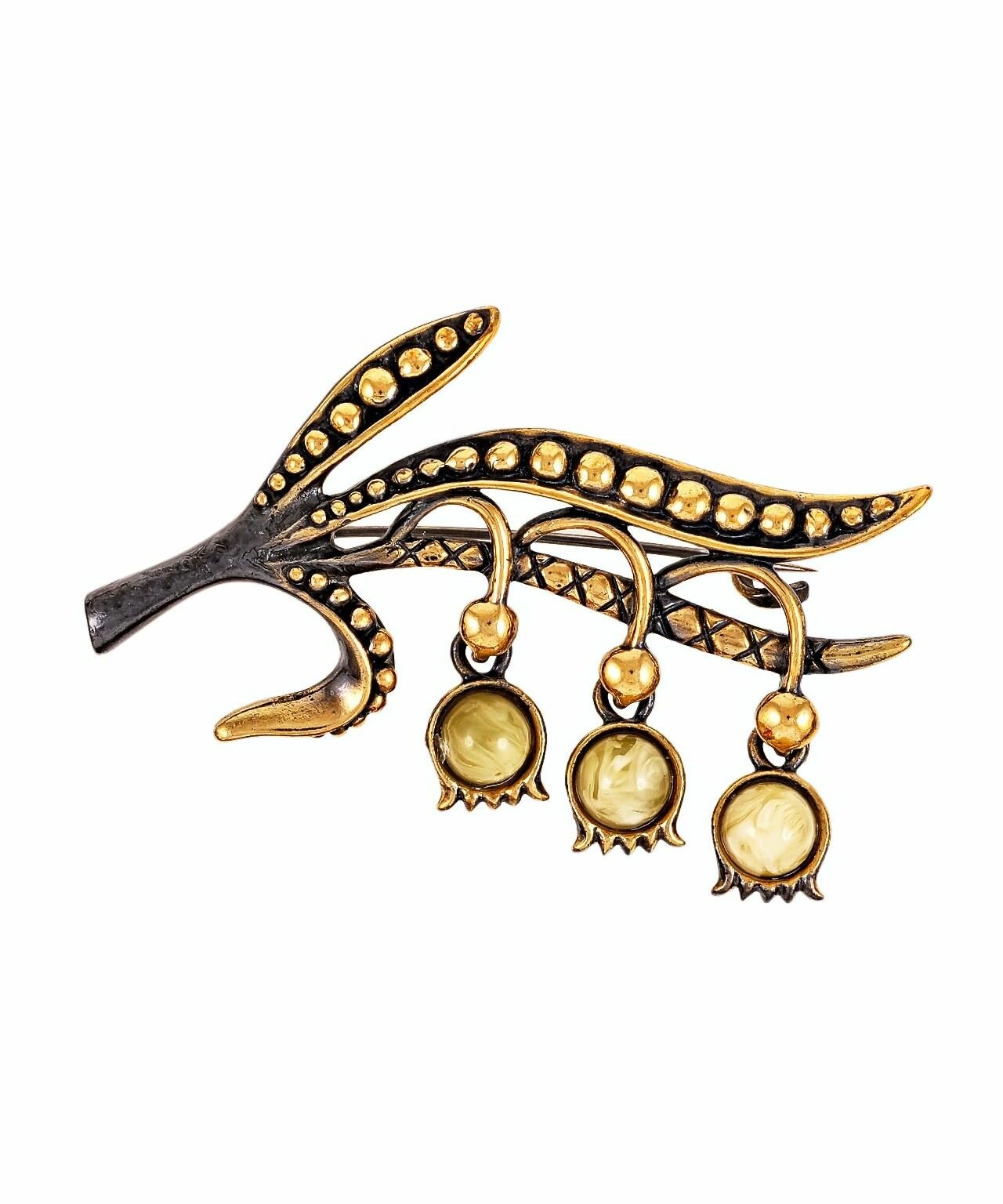 Брошь, янтарь