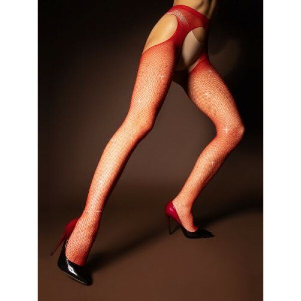 Красные колготки С вырезами искрящиеся стразами В сетку (SPARK) размер (S/XL)
