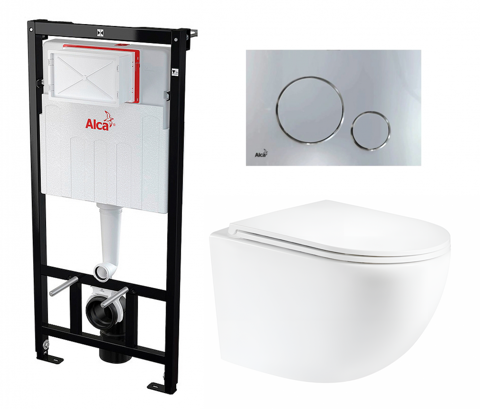 Комплект 3 в 1 инсталляция AlcaPlast + Унитаз подвесной Enio Unico Tornado EN2105073 + кнопка хром