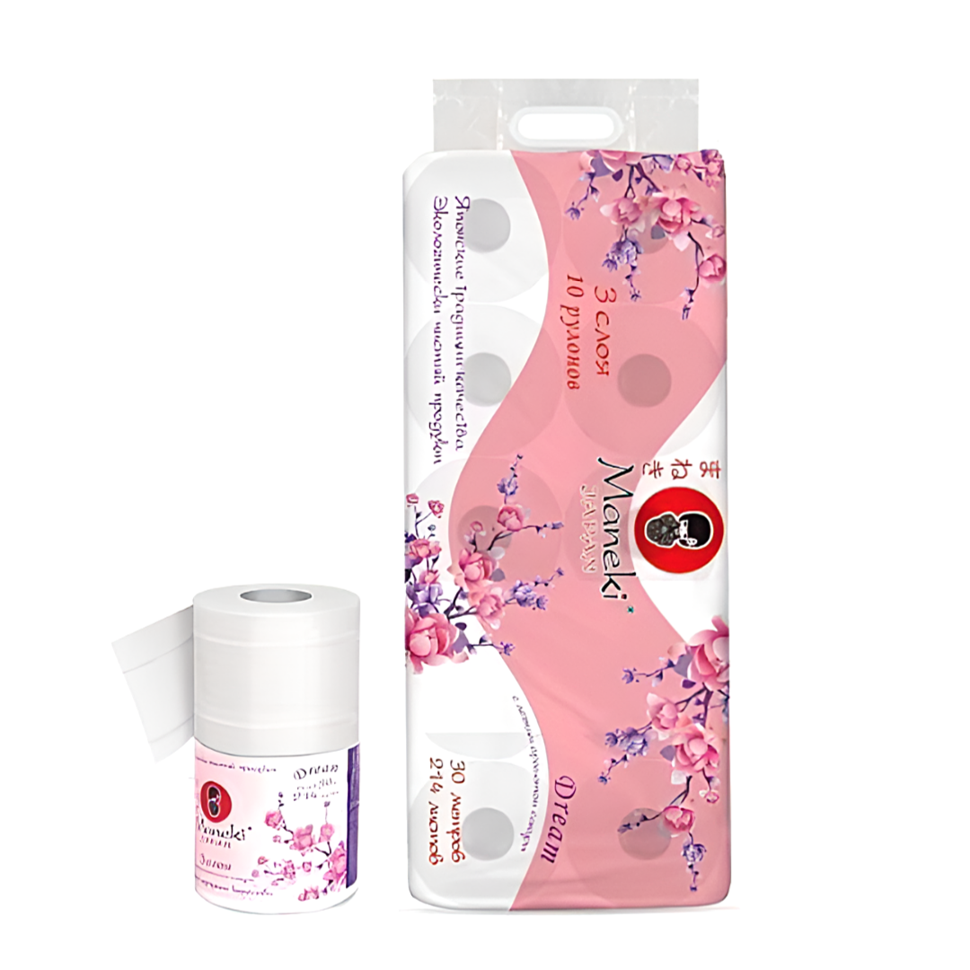 Бумага туалетная Maneki Sakura 3 слоя, 10 рулонов