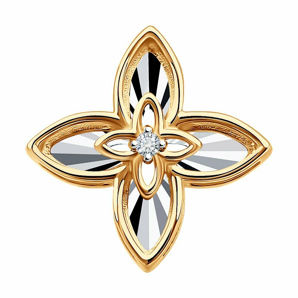 Подвеска, красное золото, 585 проба, бриллиант