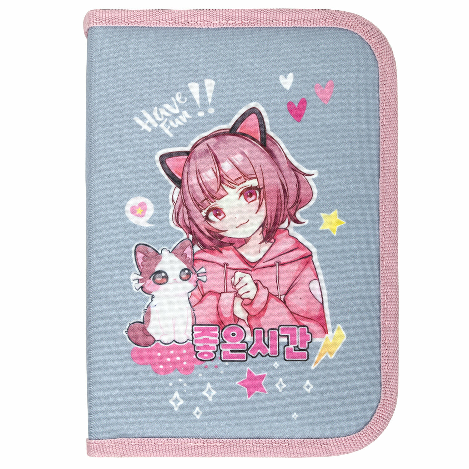 Упаковка 2 шт. Пенал BRAUBERG, 1 отделение, 2 откидные планки, полиэстер, 21х14 см, "Anime friends", 272319