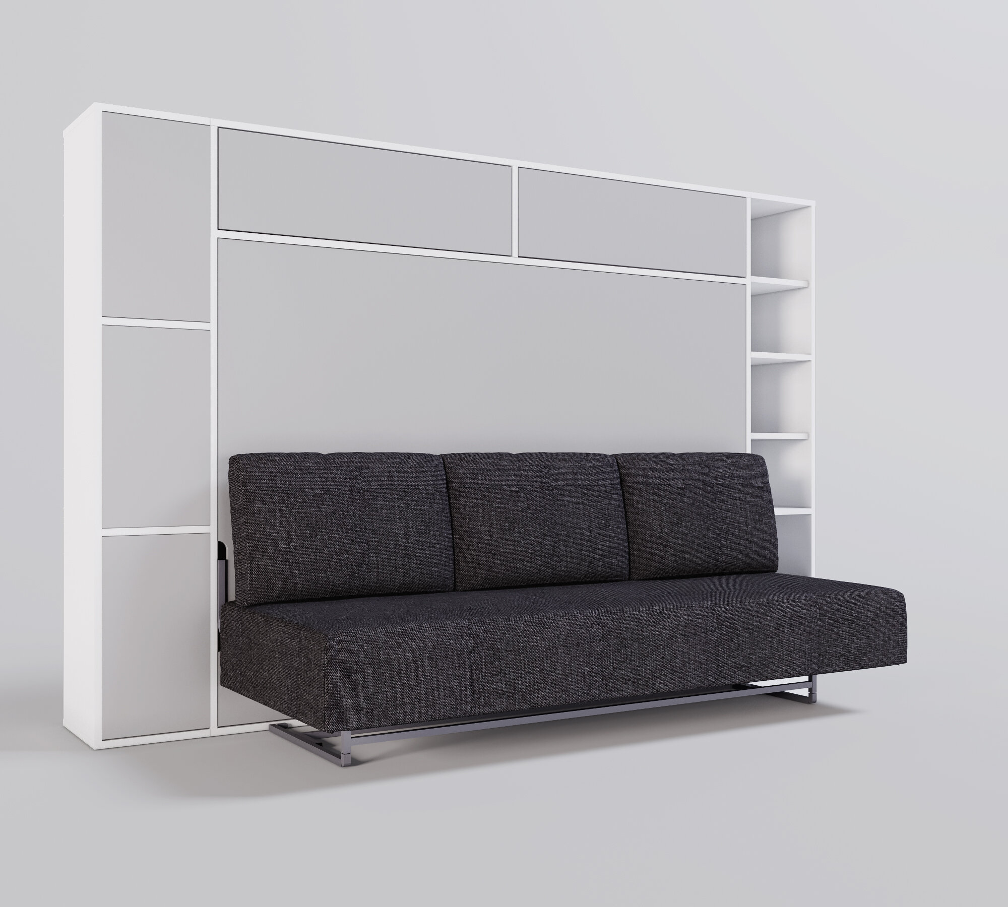 Шкаф кровать-трансформер с диваном Аджи Пуф 1600 Форма Тренд