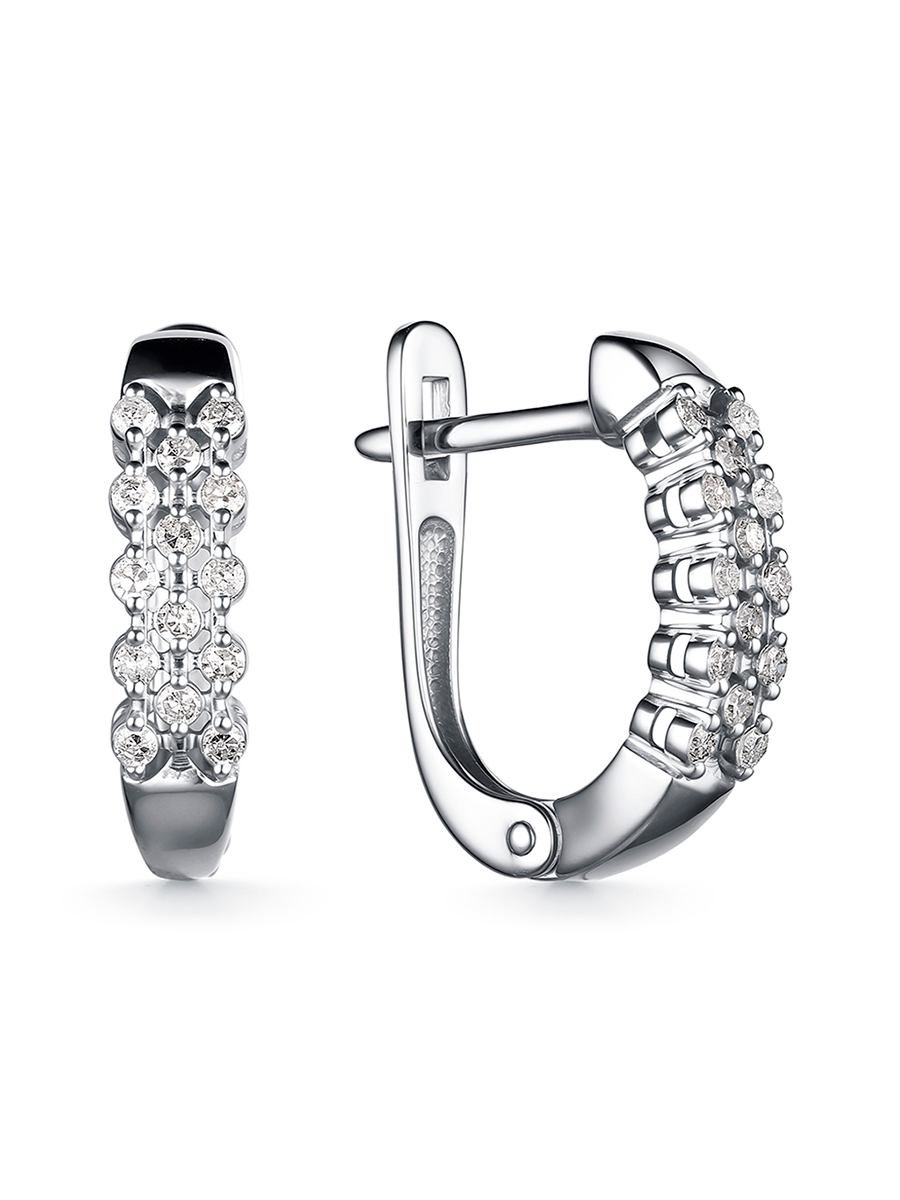 Серьги, белое золото, 585 проба, родирование, бриллиант