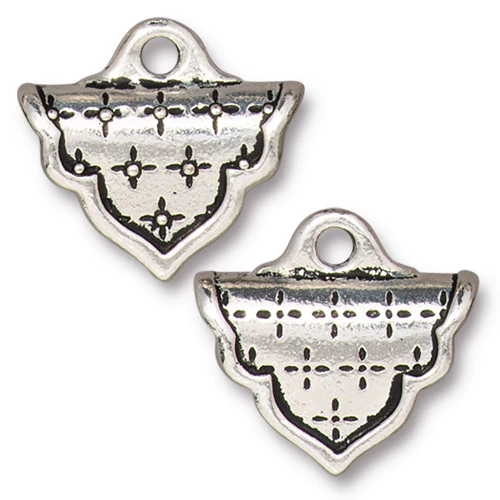 Концевики 17х17мм (ширина 17мм), TierraCast, зажимы для ленты, Марракеш, базовый материал - оловянный сплав, посеребренные с чернением, пара