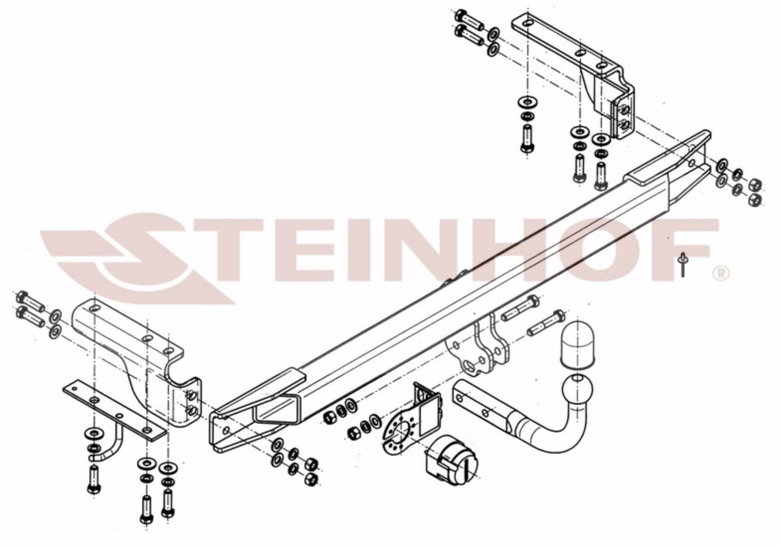 Фаркоп на Volvo XC70 2000-2007 (паспорт и сертификат в комплекте)(без электрики) Steinhof. V-288
