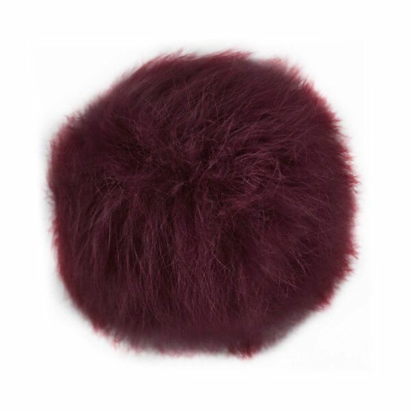 Помпон меховой (кролик) 8 см 16 штук т. бордо