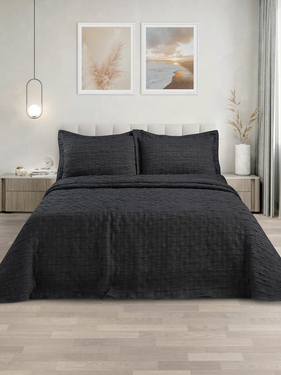 Покрывало на кровать, диван Евро 240х260 с наволочками 50х70, полиэстер