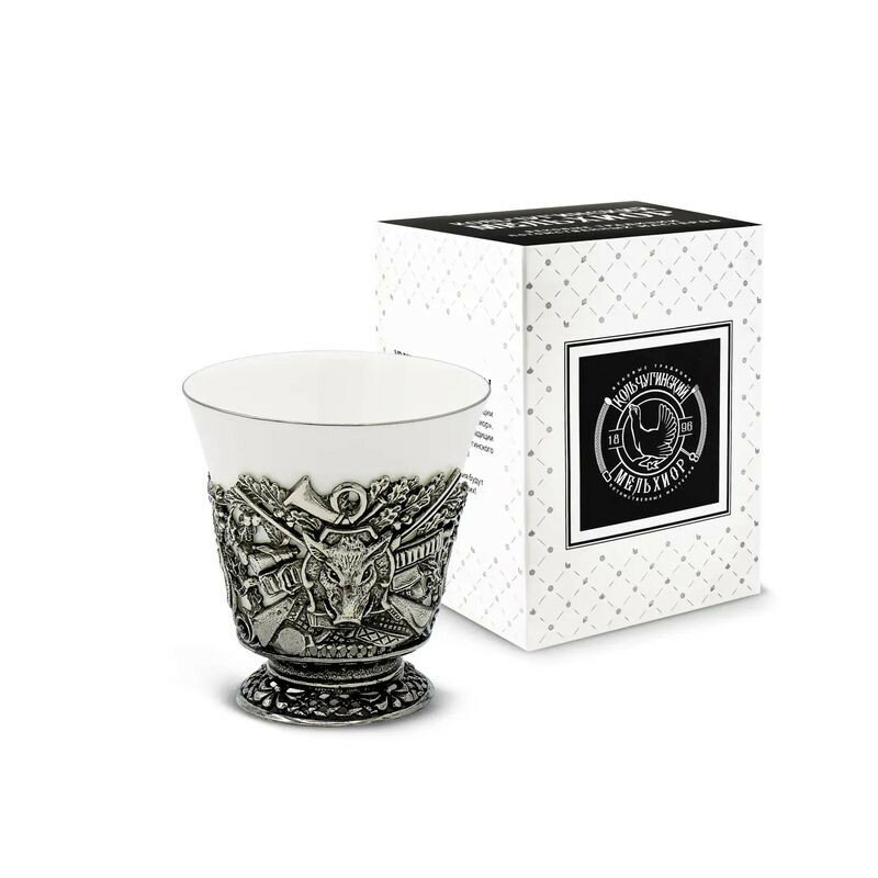 Кольчугинский мельхиор Чашка чайная "Кабан" мельхиоровая полированная (КМ1726ЧШ01)