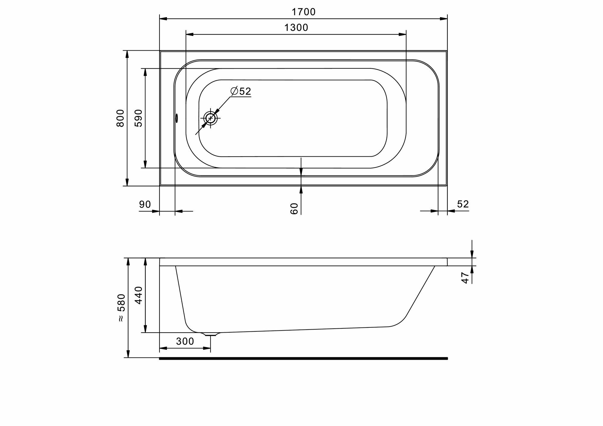 Акриловая ванна Santek Ламма 170x80 1WH501763