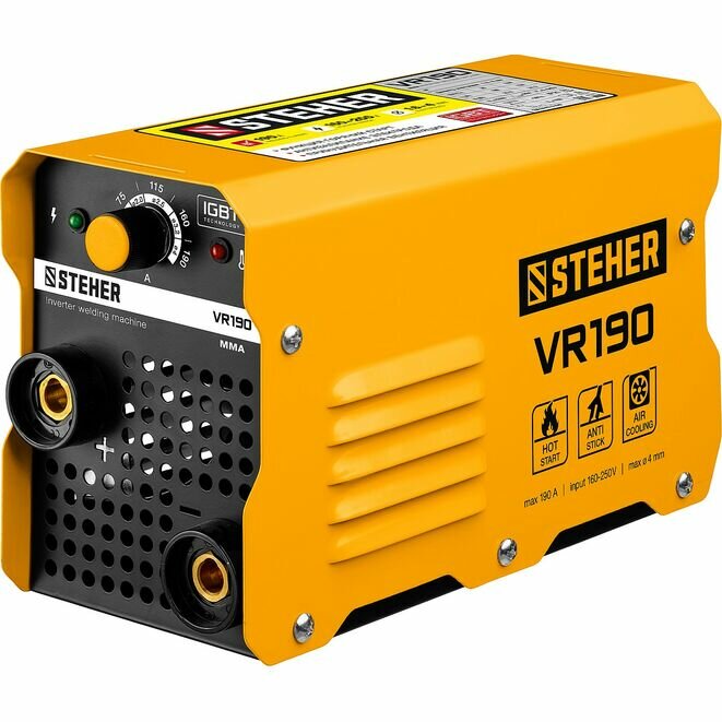 STEHER ММА, 190 А, сварочный аппарат инверторный, макс. электрод O 4.0 мм (VR-190)