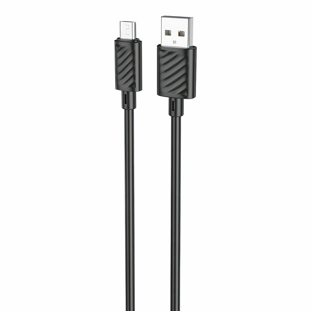 USB кабель HOCO X88 Gratified MicroUSB, 2.4А, 1м, PVC (черный)
