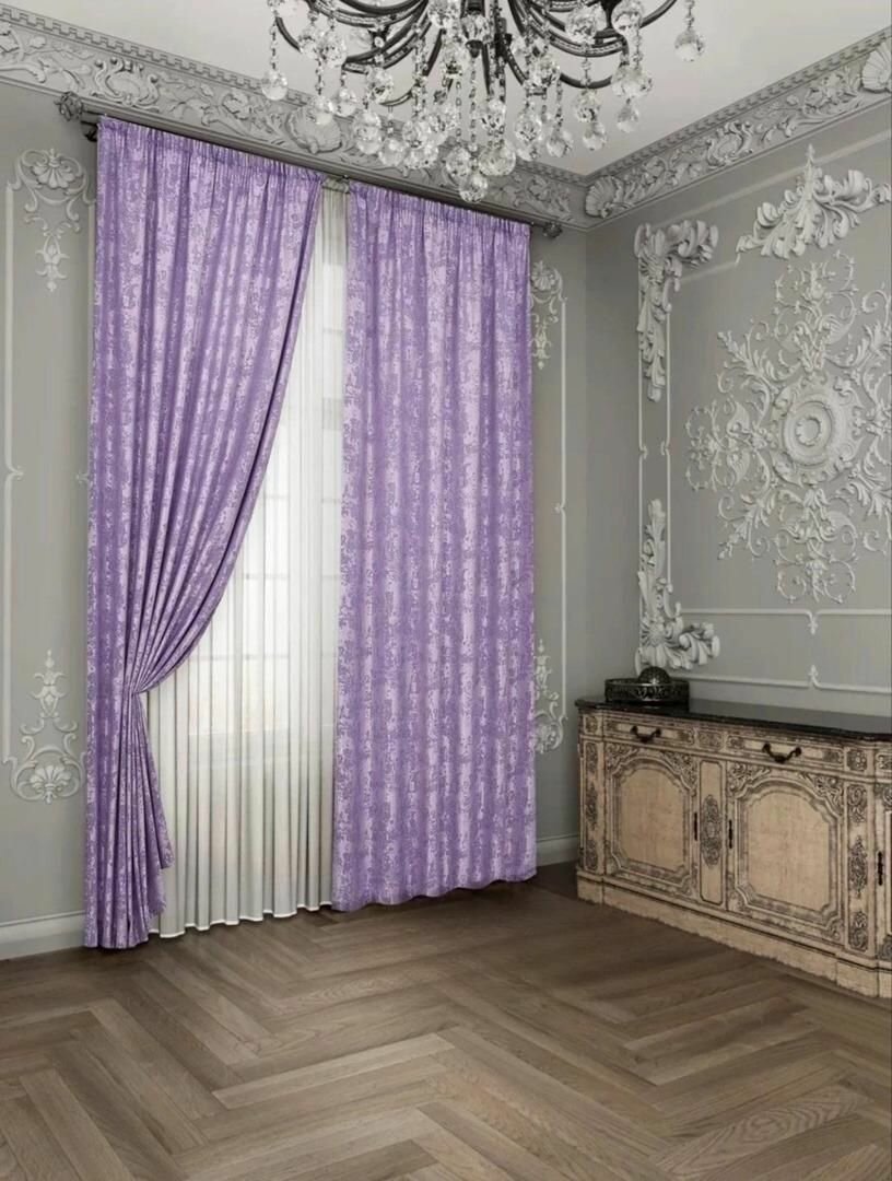 Шторы "Мрамор", плотные, 3 м x 2.75 м, непрозрачные, крепление-лента