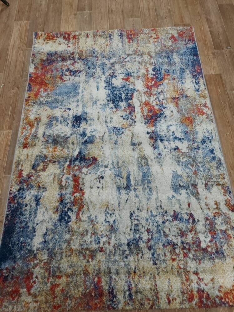 Ковер Модерн КРС Престиж Eva BTS B131A Желтый и Серый 1,2 м на 1,8 м