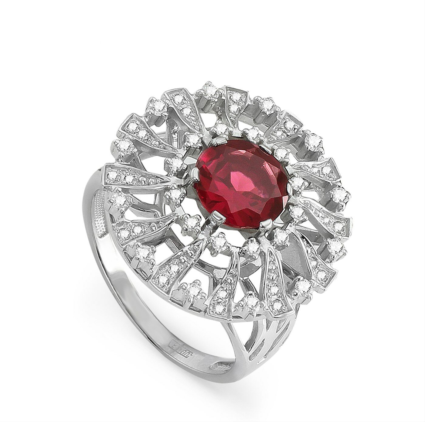 Кольцо, серебро, 925 проба, родолит