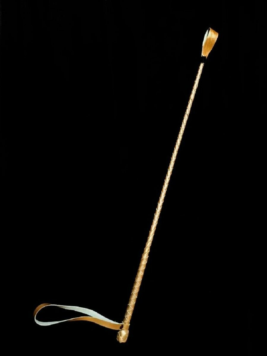 Стек Золотистый длиной 75 см из натуральной кожи