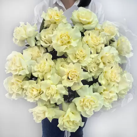 Букет "Талисман Флора", букет больших белых роз, XL, французский, белые красивые