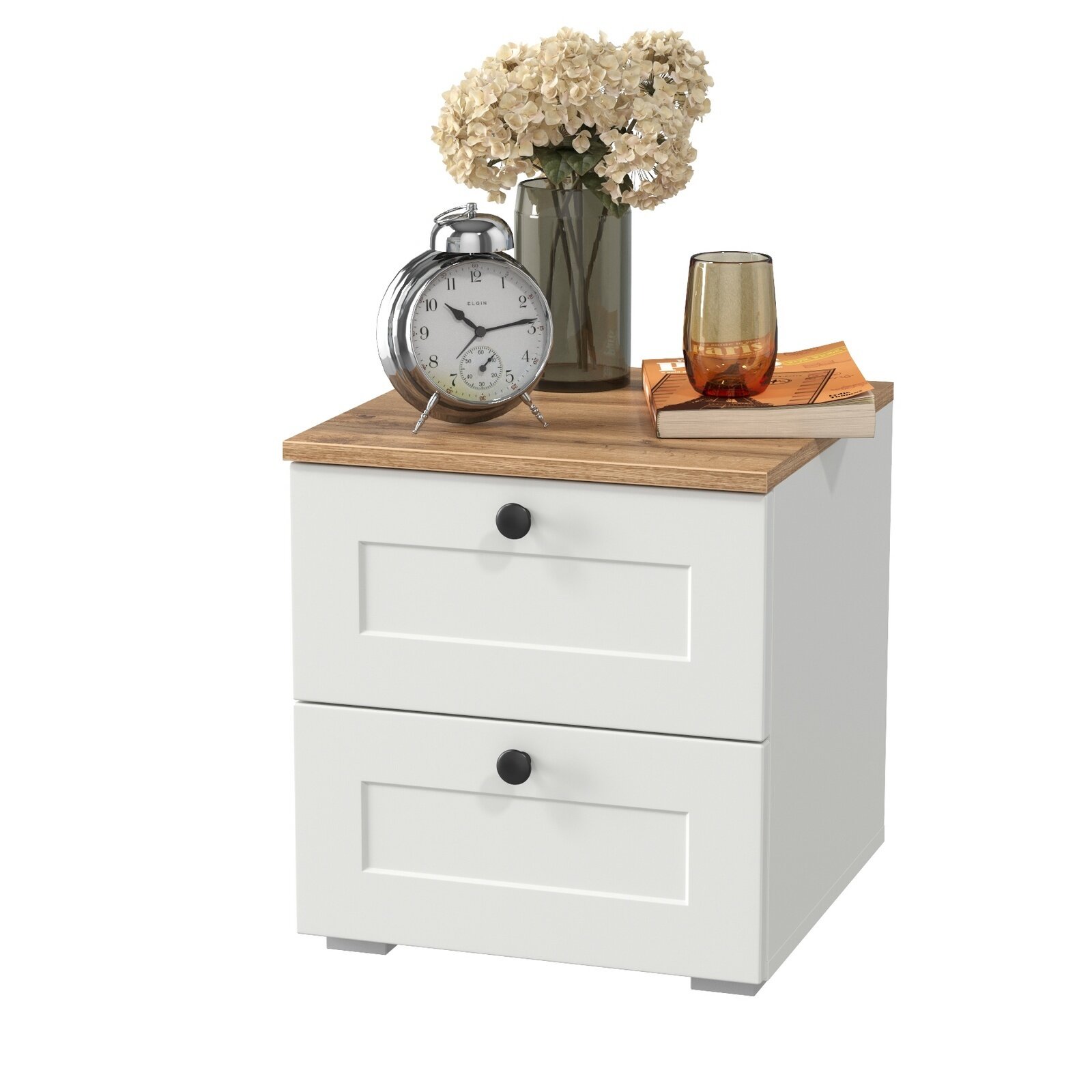 Тумба прикроватная Mobi Остин 16.152, цвет белый шагрень/дуб крафт золотой