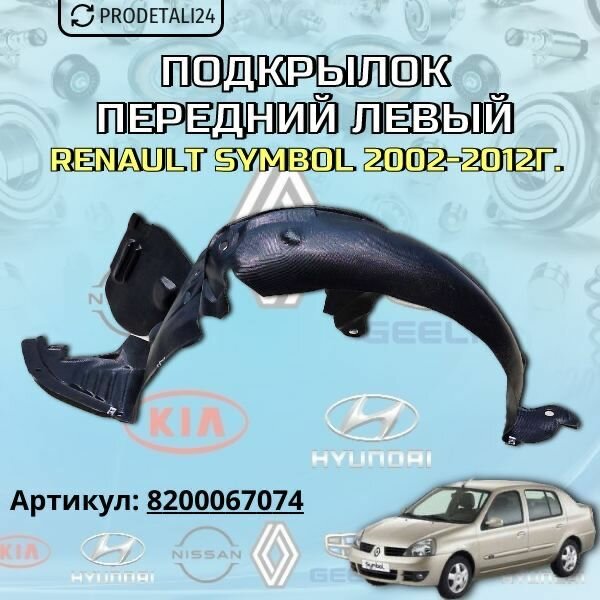 Подкрылок (локер) передний левый Renault Symbol 2002-2012г Арт: 8200067074