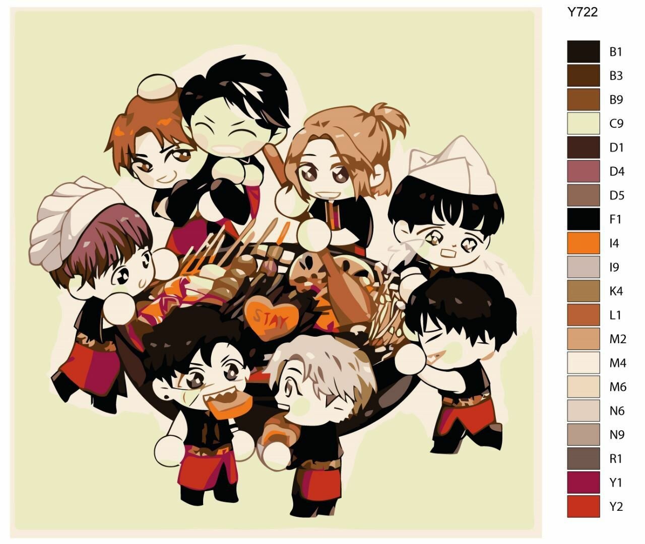 Картина по номерам Y722StrayKids "K-pop группа - Stray Kids (Стрей Кидс)" 40x40 см