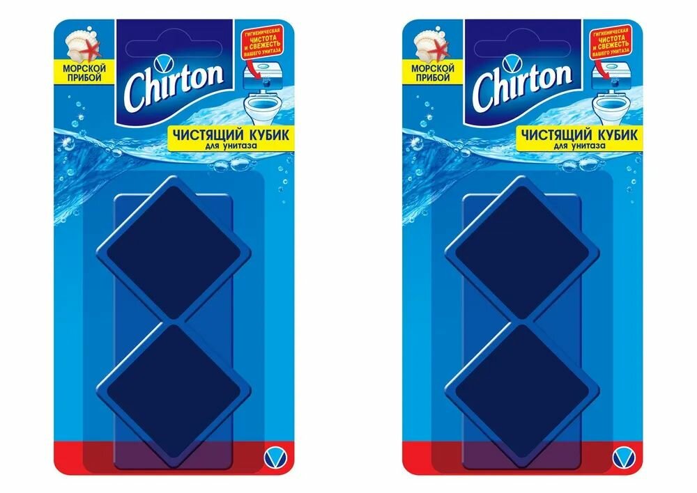 Chirton Чистящий кубик для унитаза, Морской Прибой, 2 шт х 50 г, 2 уп.