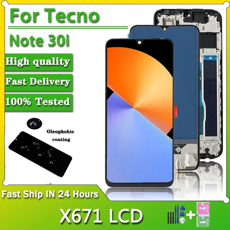 6,66 "TFT/Ori Note30i экран дисплея для Infinix Note 30i X6716 X6716B ЖК-дисплей с цифровым преобразователем сенсорного экрана в сборе TFT With Frame