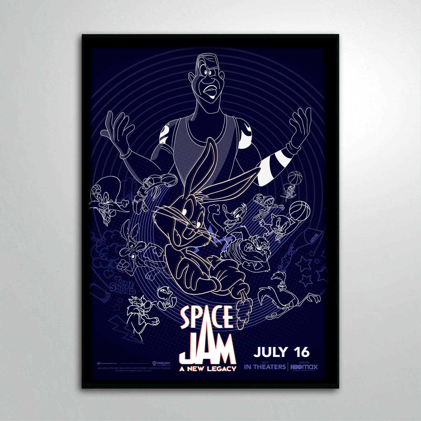Постер без рамы/Космический джем Леброн Джеймс и Багз Банни Space Jam